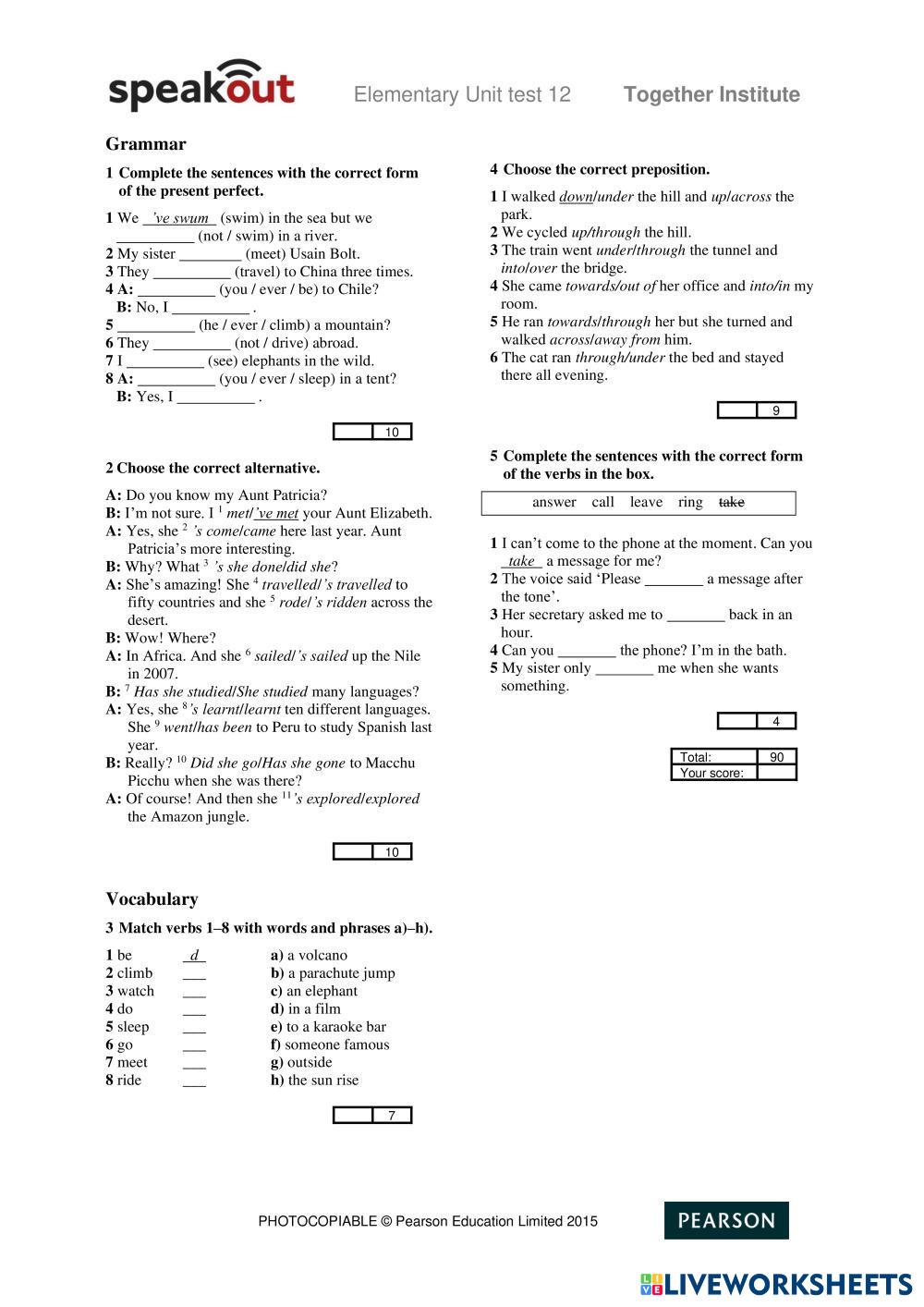 SpeakOut Elemen… | Free Interactive Worksheets | 7144125