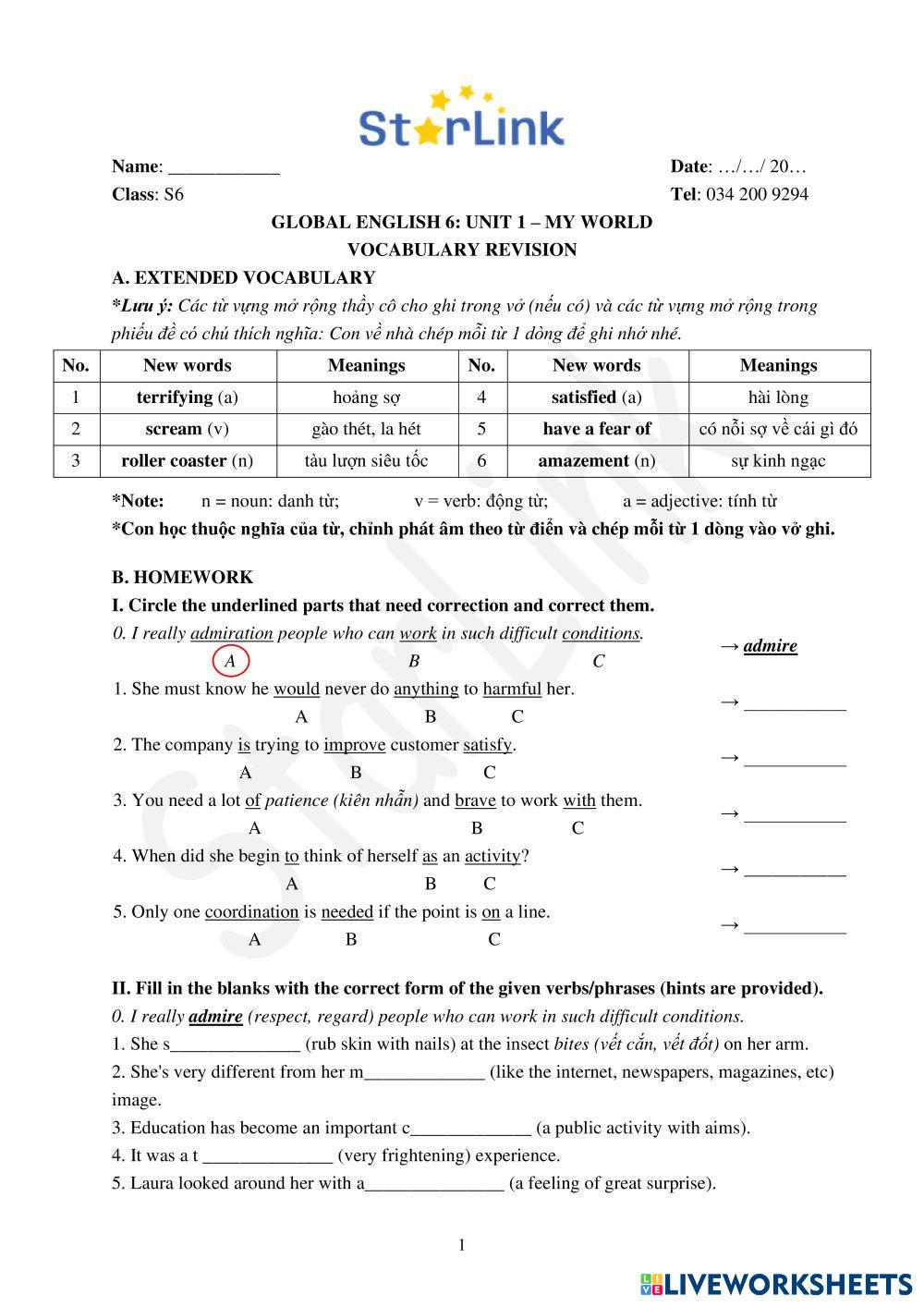 Foreign Teacher_S6_WEEK 3_U1_VOCAB REVISION 7144260