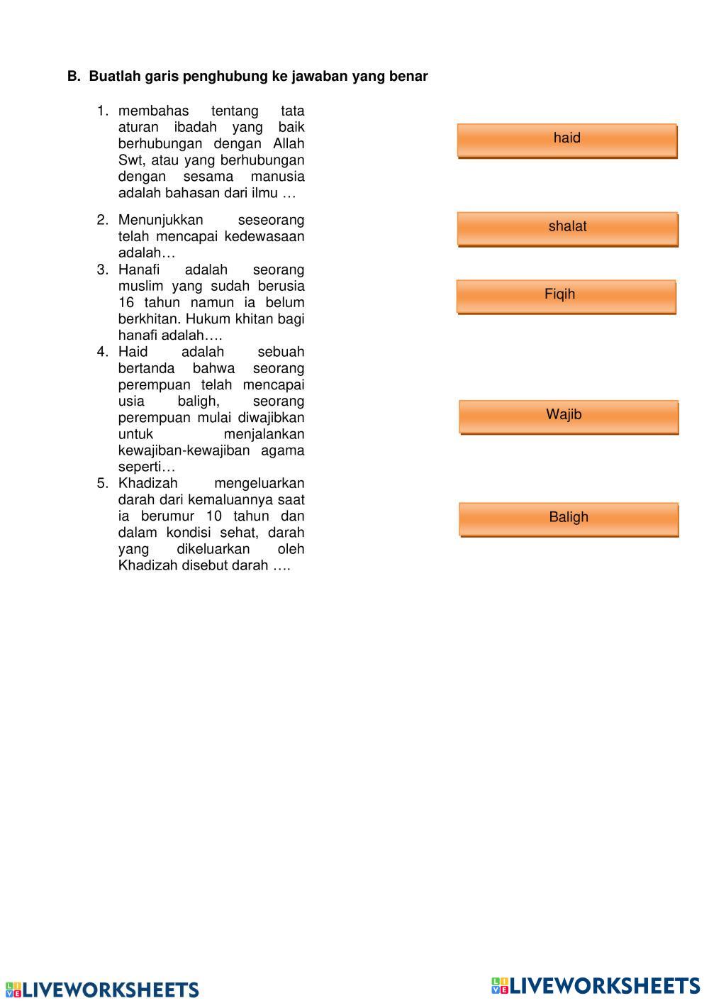 Tanda-Tanda baligh | Live Worksheets