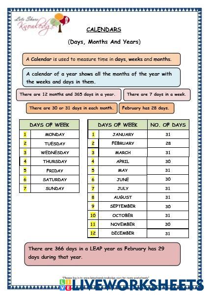 Units of time | Live Worksheets