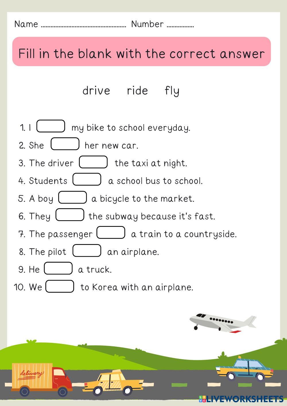 Vehicle | Live Worksheets