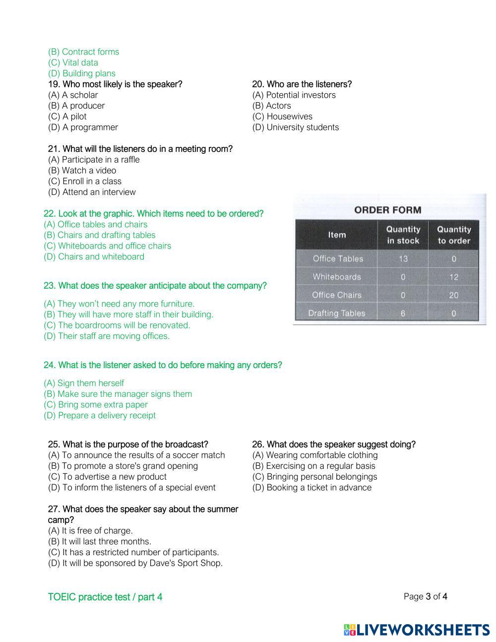 TOEIC listening… | Free Interactive Worksheets | 7148141