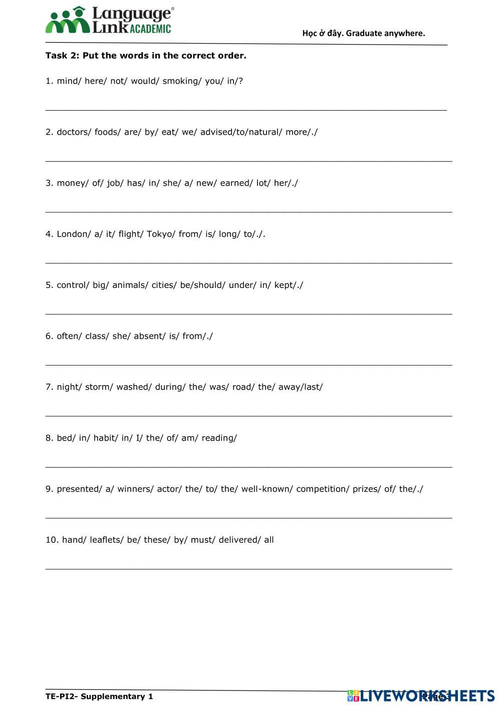 7148628 | PI2 - HOMEWORK 4 | HUYỀN ANH | LiveWorksheets