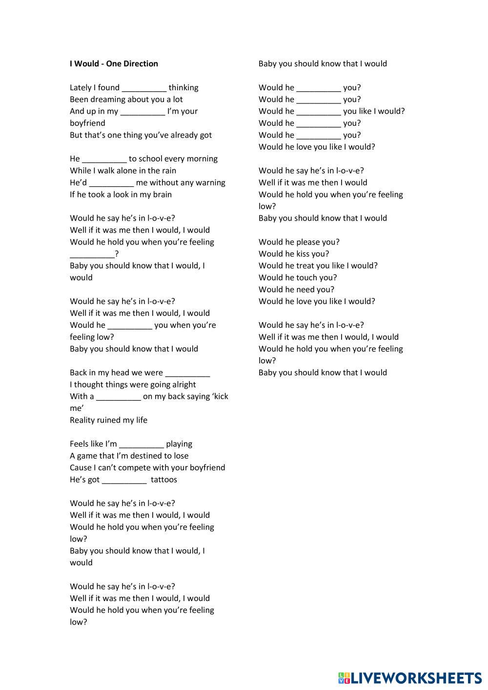 I Would 7149814 | lennartney | LiveWorksheets