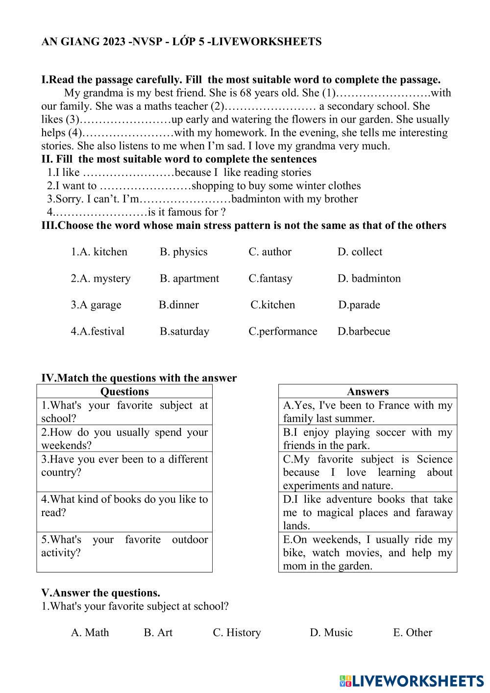 LIVEWORKSHEETS | Live Worksheets