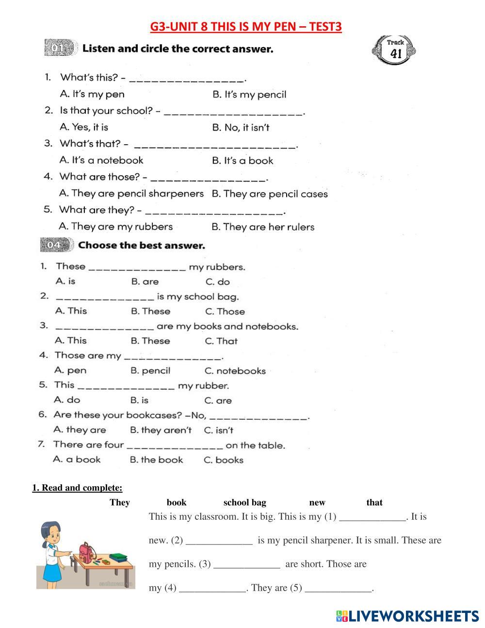 G3-UNIT 8 TEST 3 | Live Worksheets
