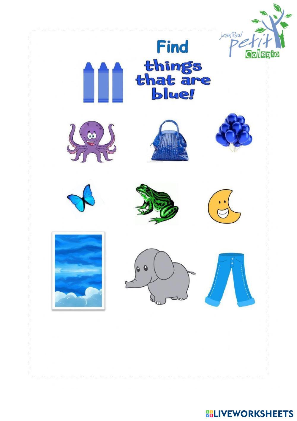 blue things worksheet