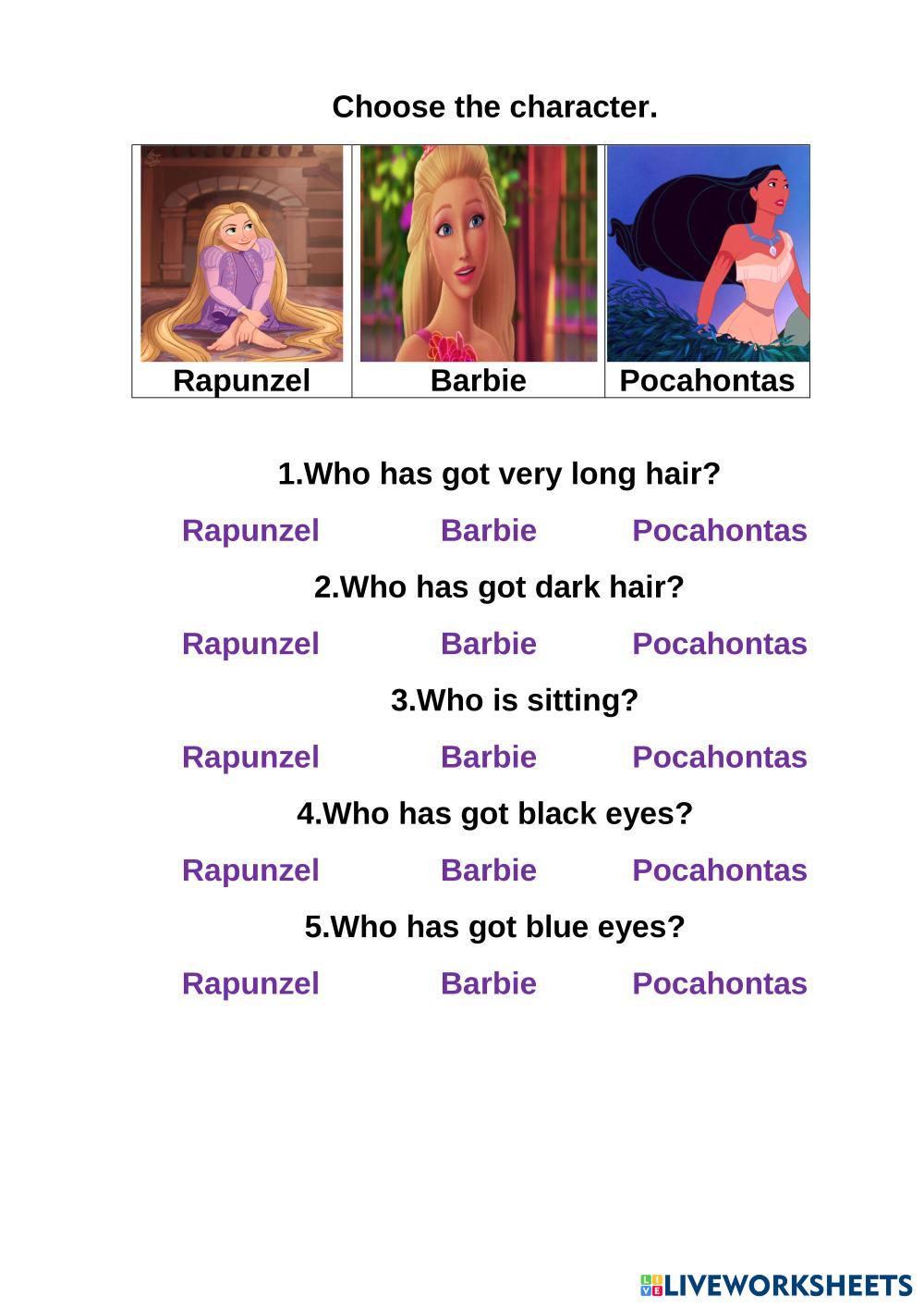 Choose the character | Live Worksheets