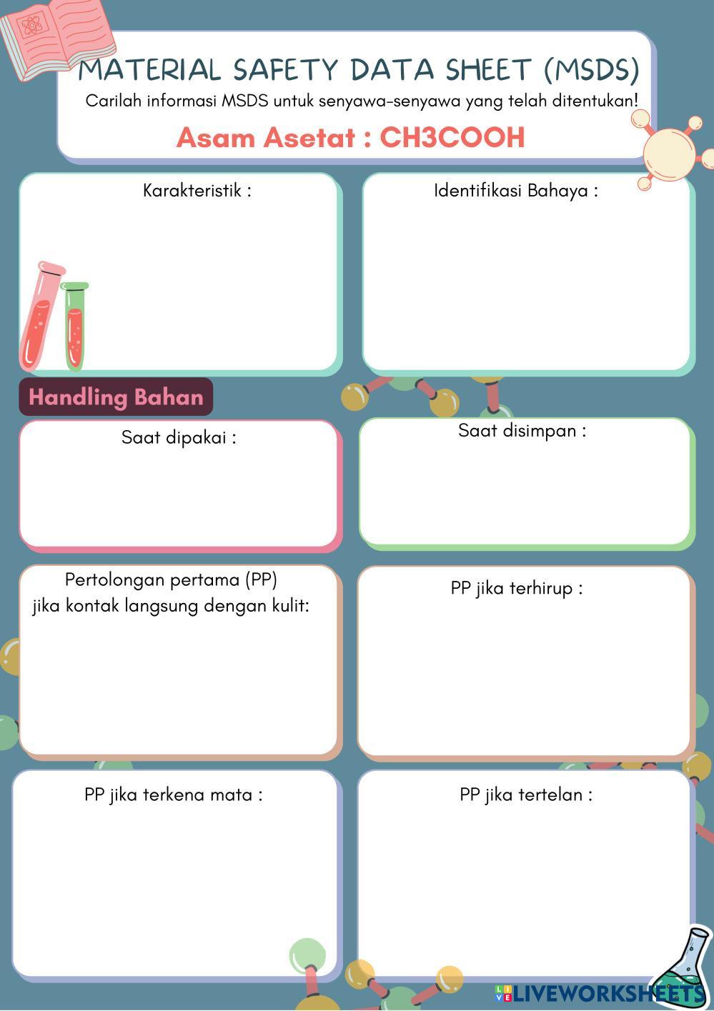 LKPD Material Safety Data Sheet (MSDS) | Live Worksheets