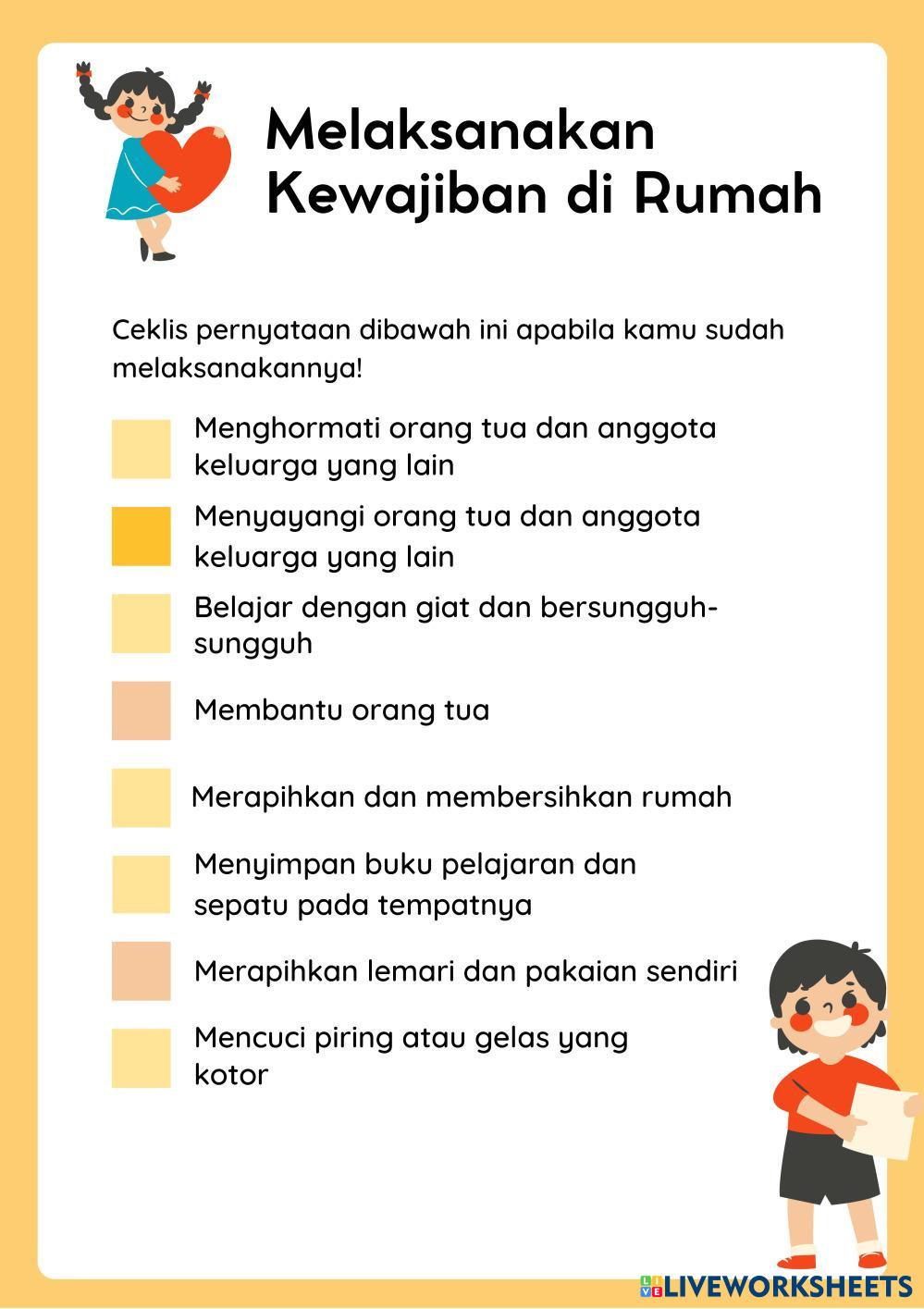 Hak dan Kewajiban di Rumah | Live Worksheets