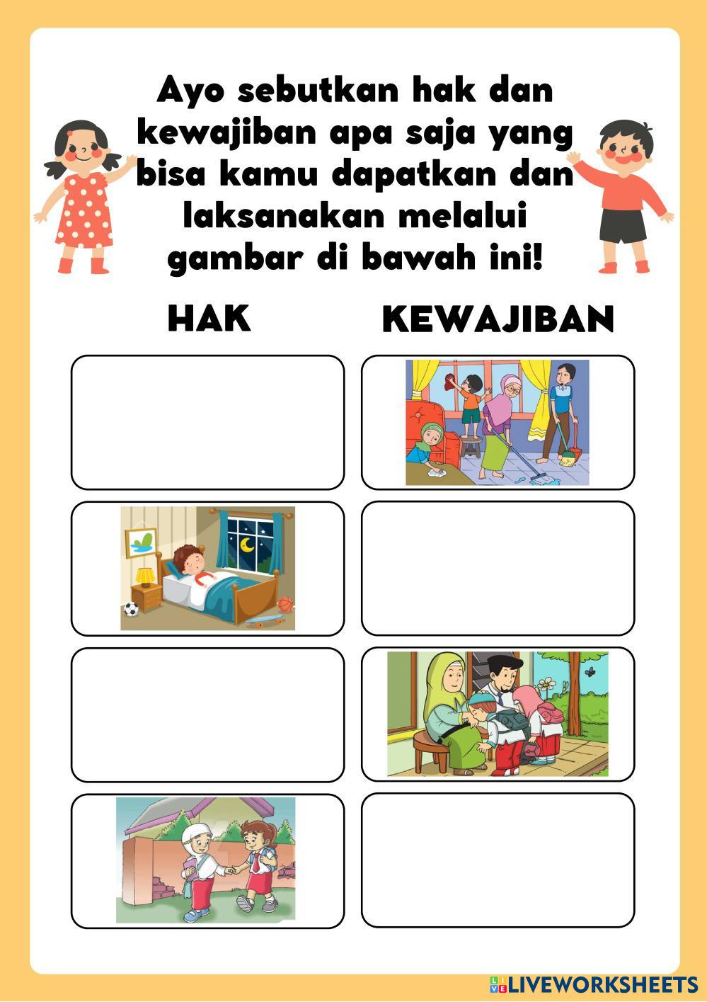 Hak dan Kewajiban di Rumah | Live Worksheets
