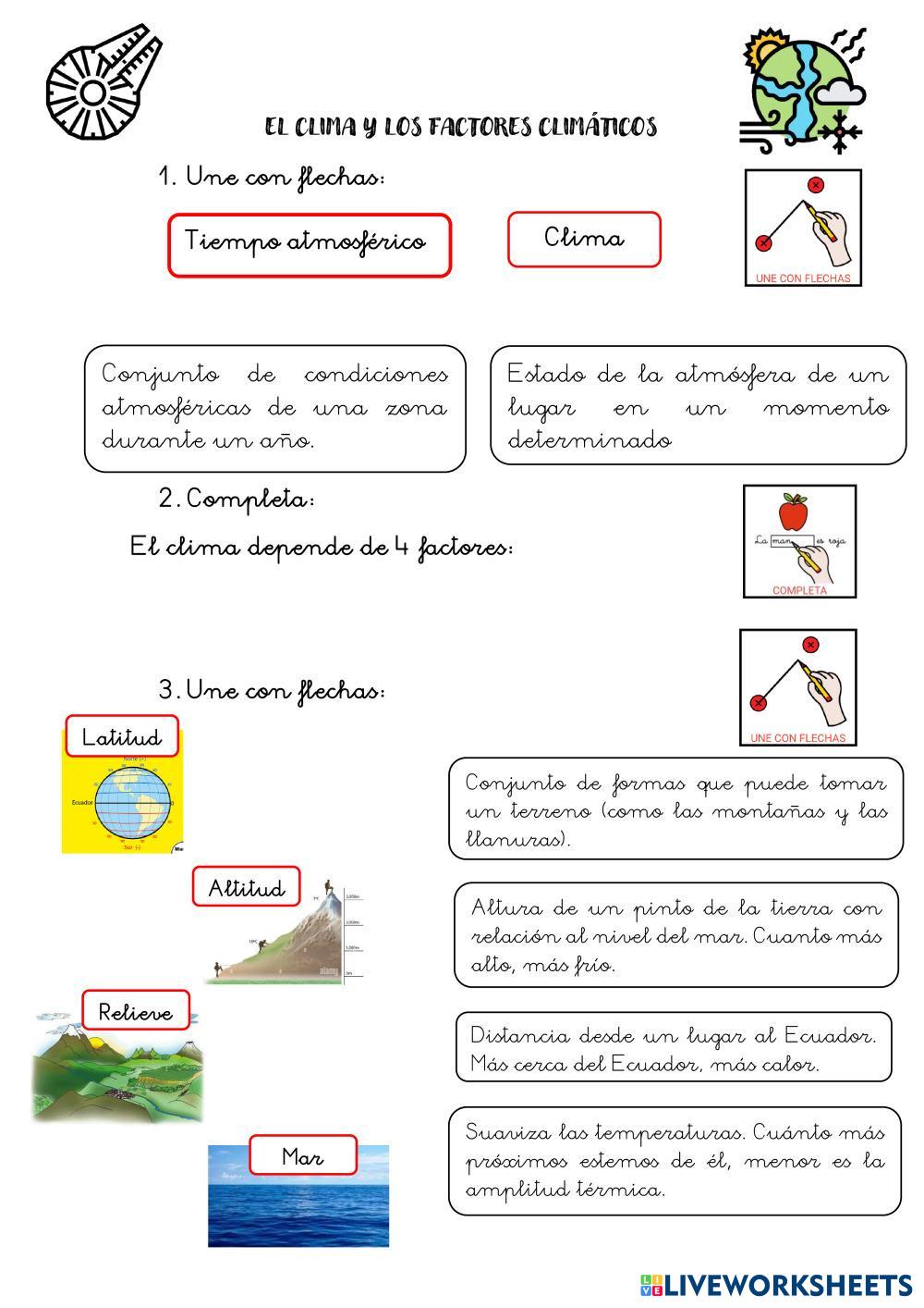1. El clima y l… | Free Interactive Worksheets | 7153551