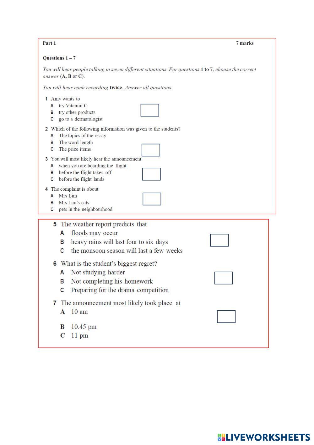 LISTENING PRACTICE | Live Worksheets