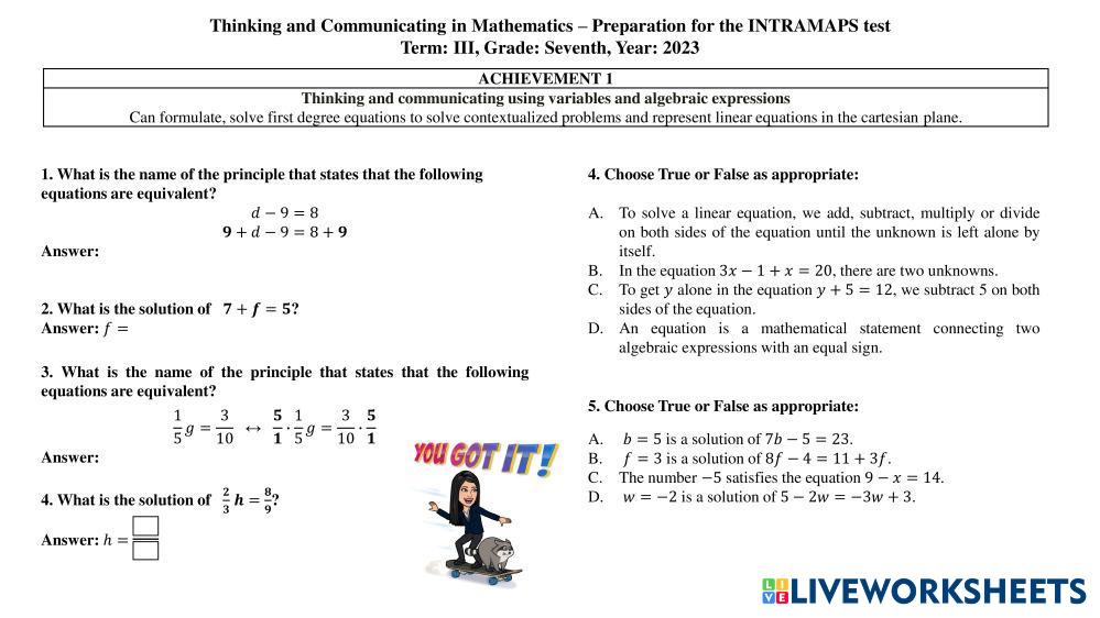Preparation for INTRAMAPS III 7th online exercise for 7th grade | Live ...