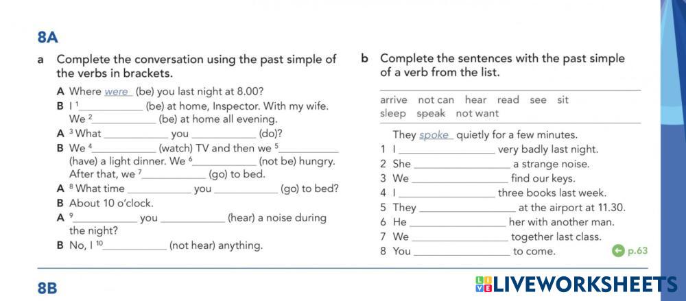 8A | Live Worksheets