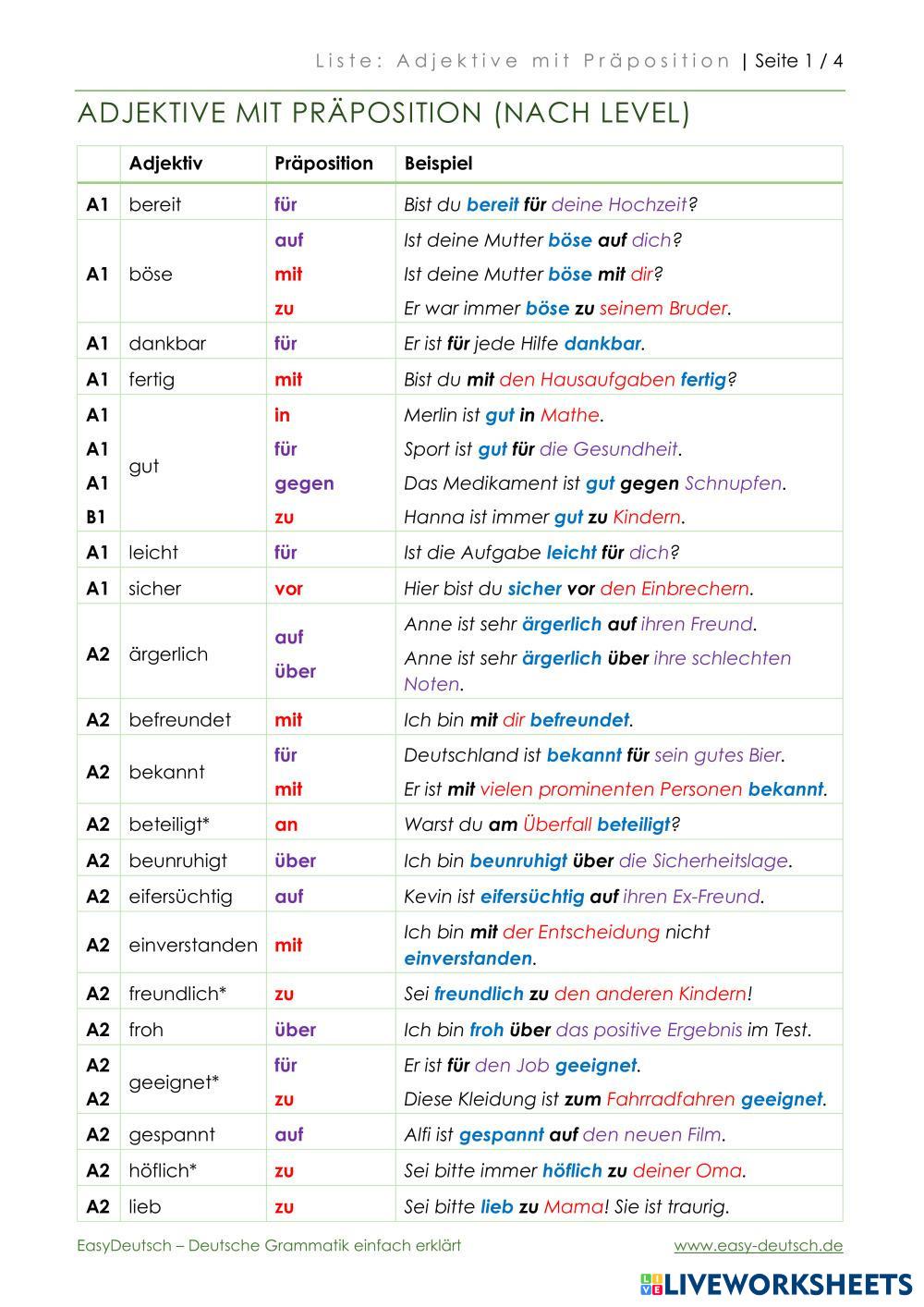 Adjektive mit Präposition 7155984 | Steblyanko Natalya