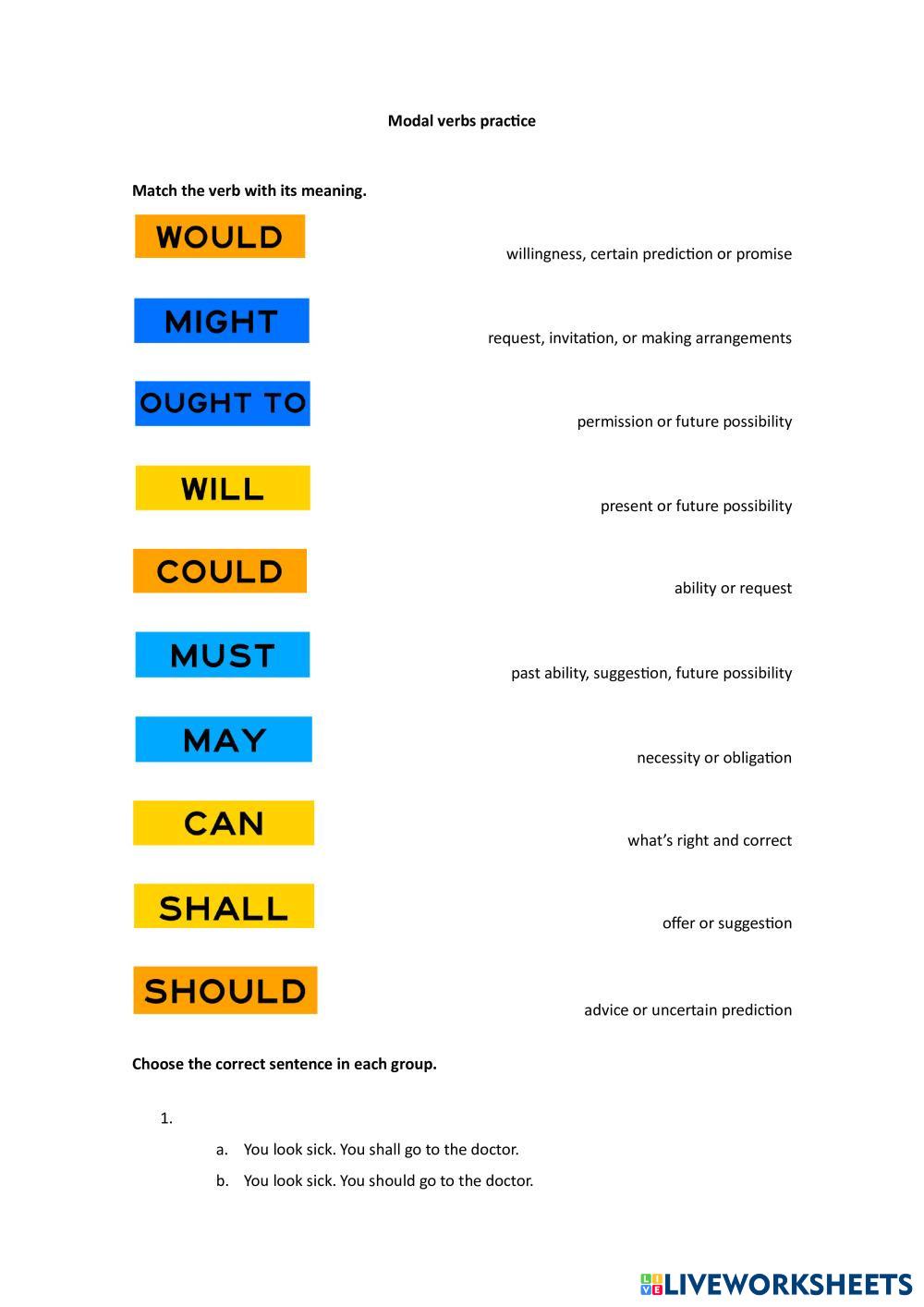Modal Verbs | LiveWorksheets | 7158262