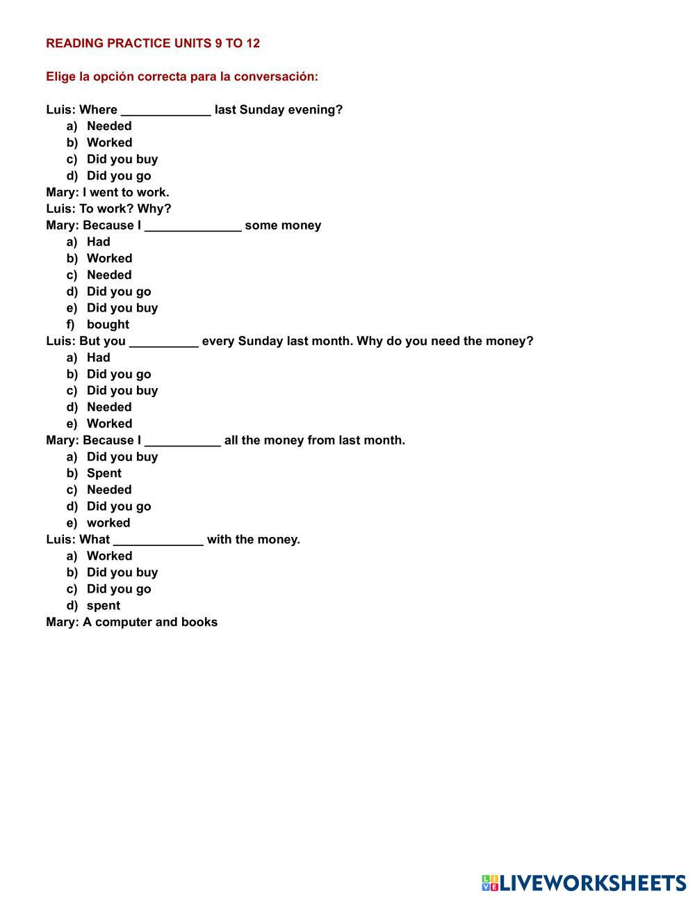 reading practice | Live Worksheets