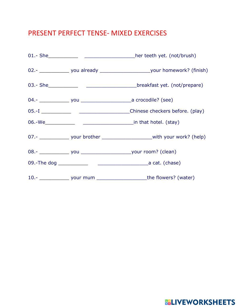 Present Perfect… | Free Interactive Worksheets | 7160172