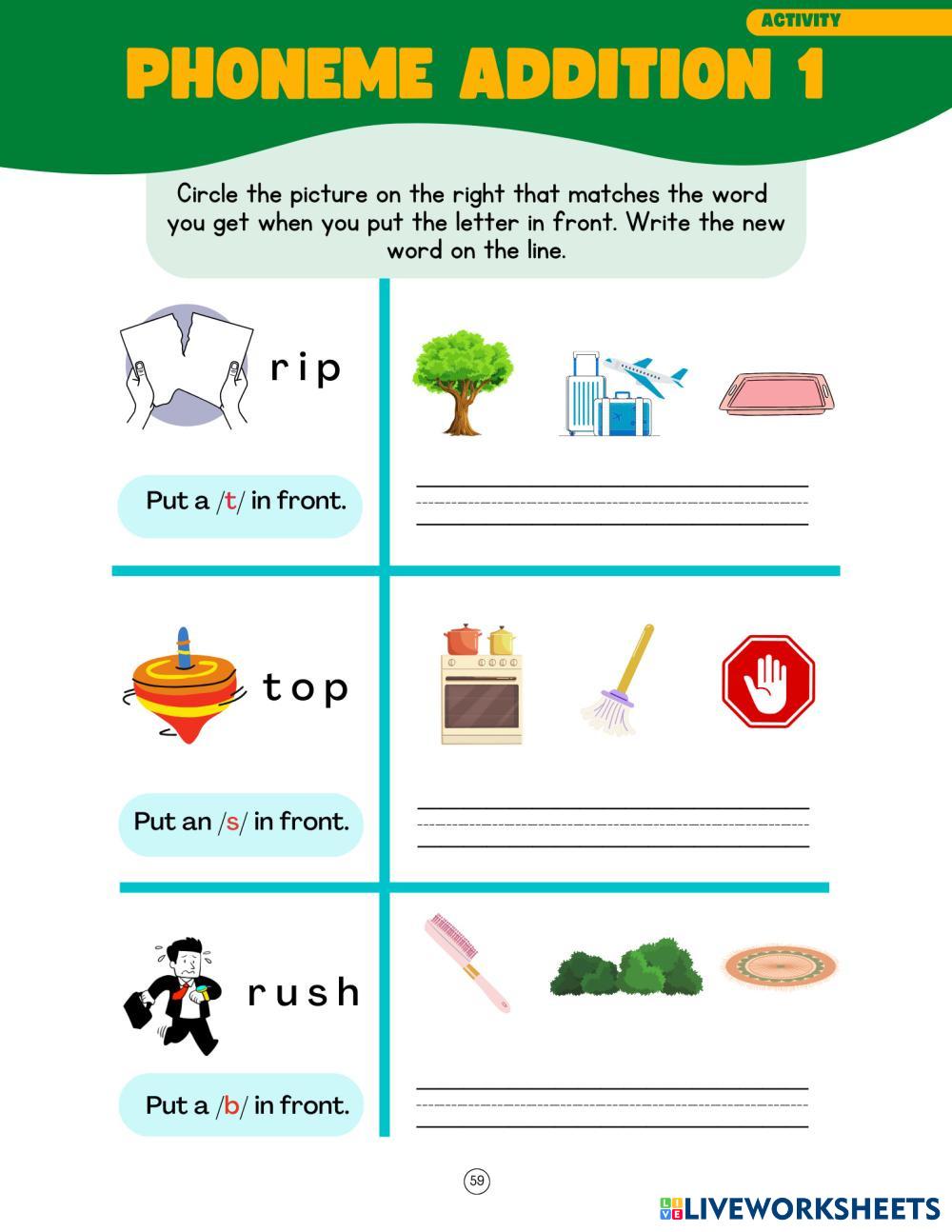 AB - Phoneme Ad… | English Language Worksheets | 7160992