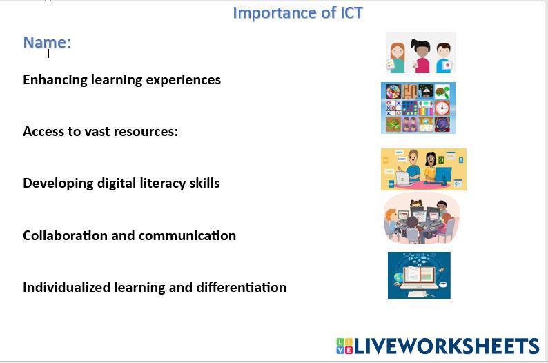 Importance of ICT- Y1 | Live Worksheets