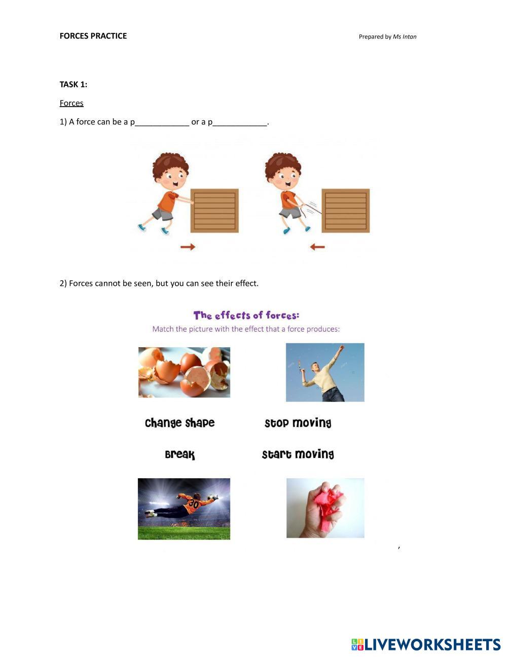 FORCES RECALL | Free Interactive Worksheets | 7162275