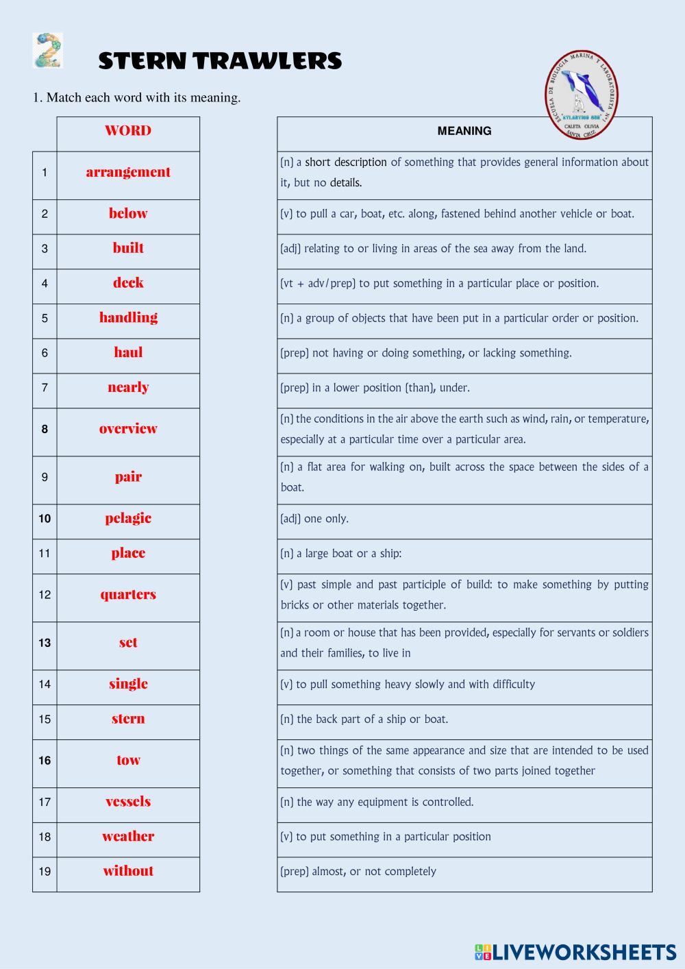 Stern trawlers 0446 | Gladys | Live Worksheets