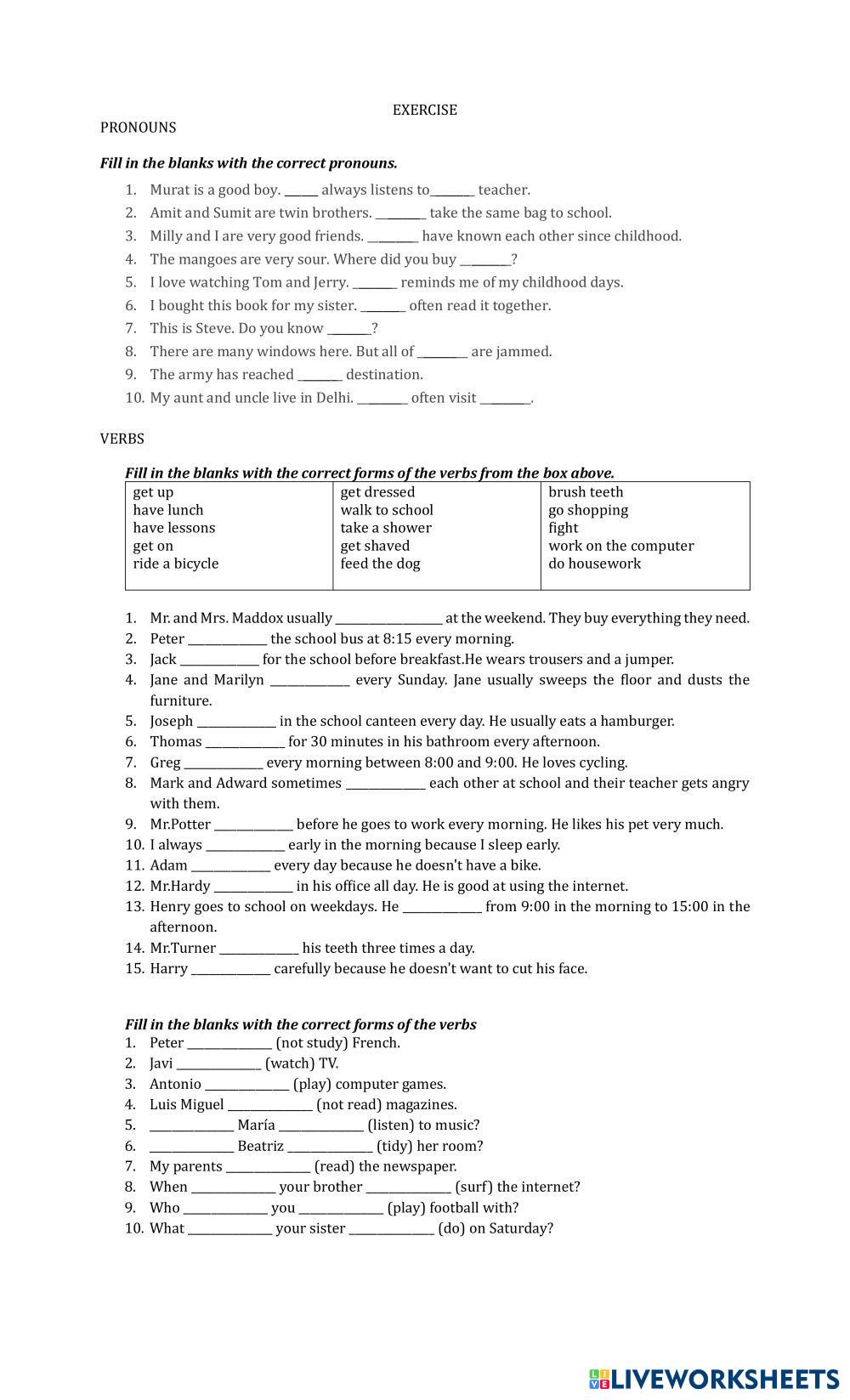 English | Live Worksheets