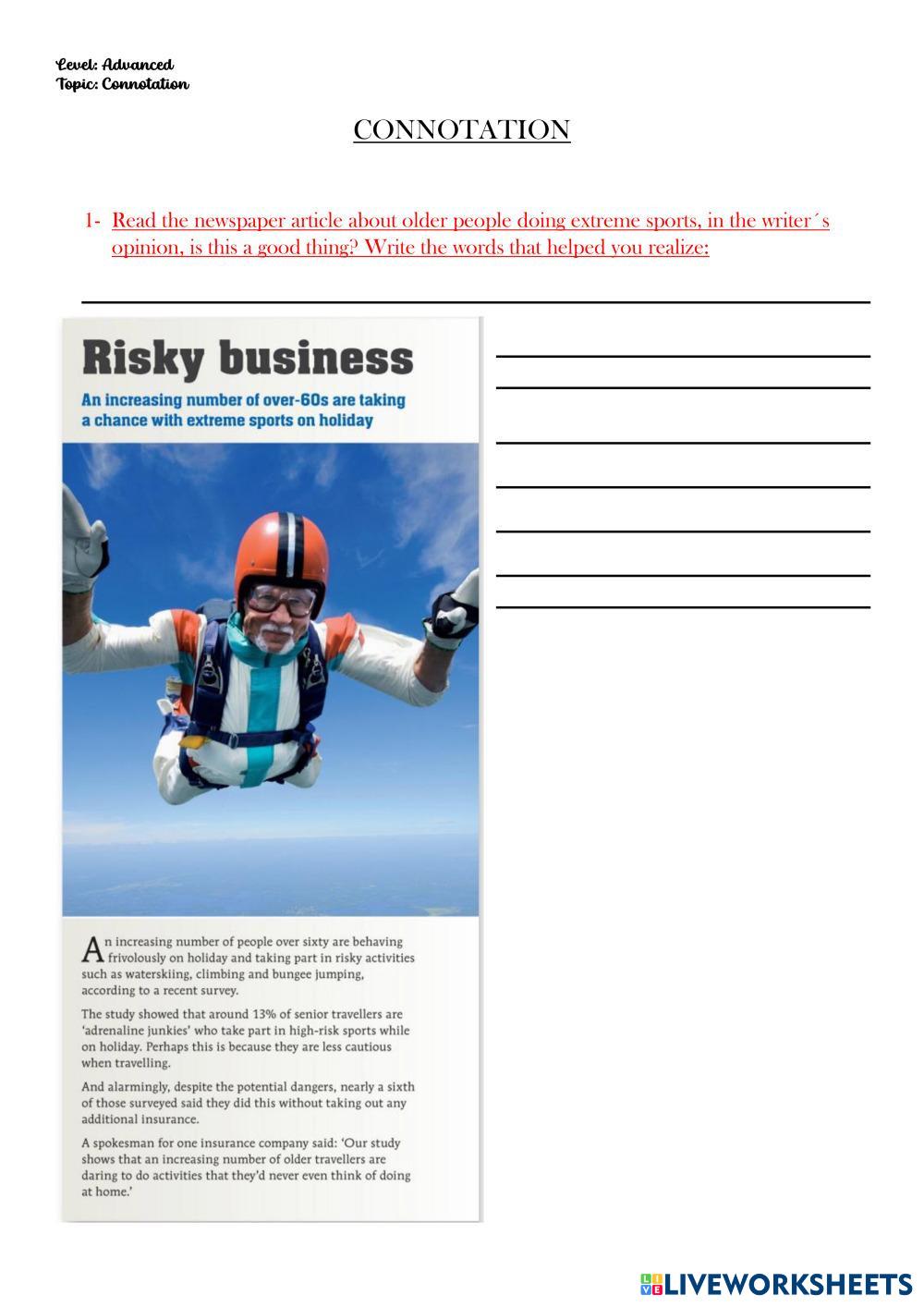 Connotation | Free Interactive Worksheets | 7163545