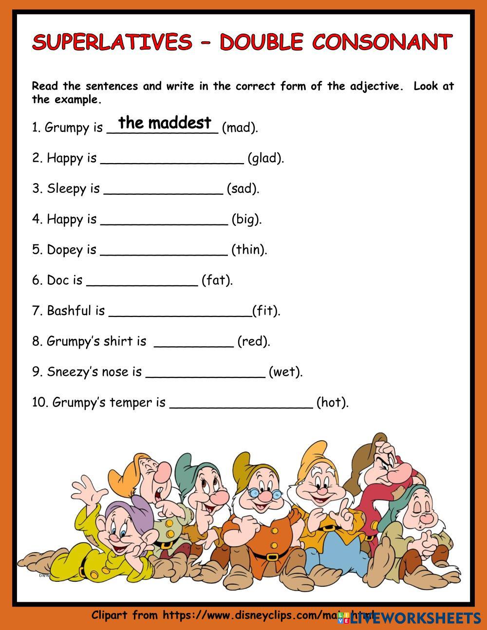 Superlatives Double Consonant | Live Worksheets