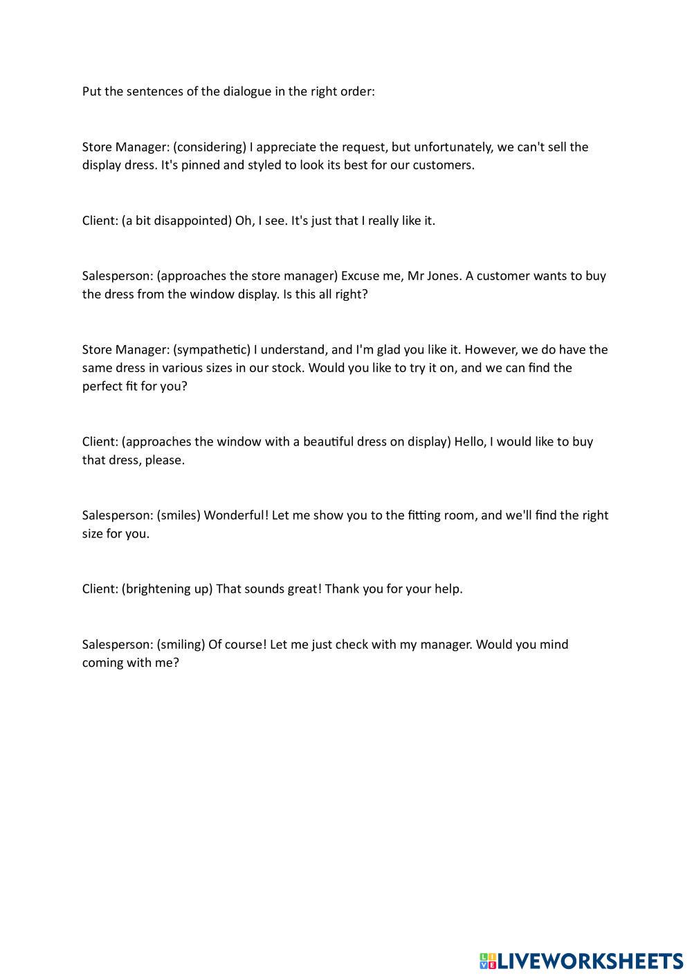 Retail English … | Free Interactive Worksheets | 7165006