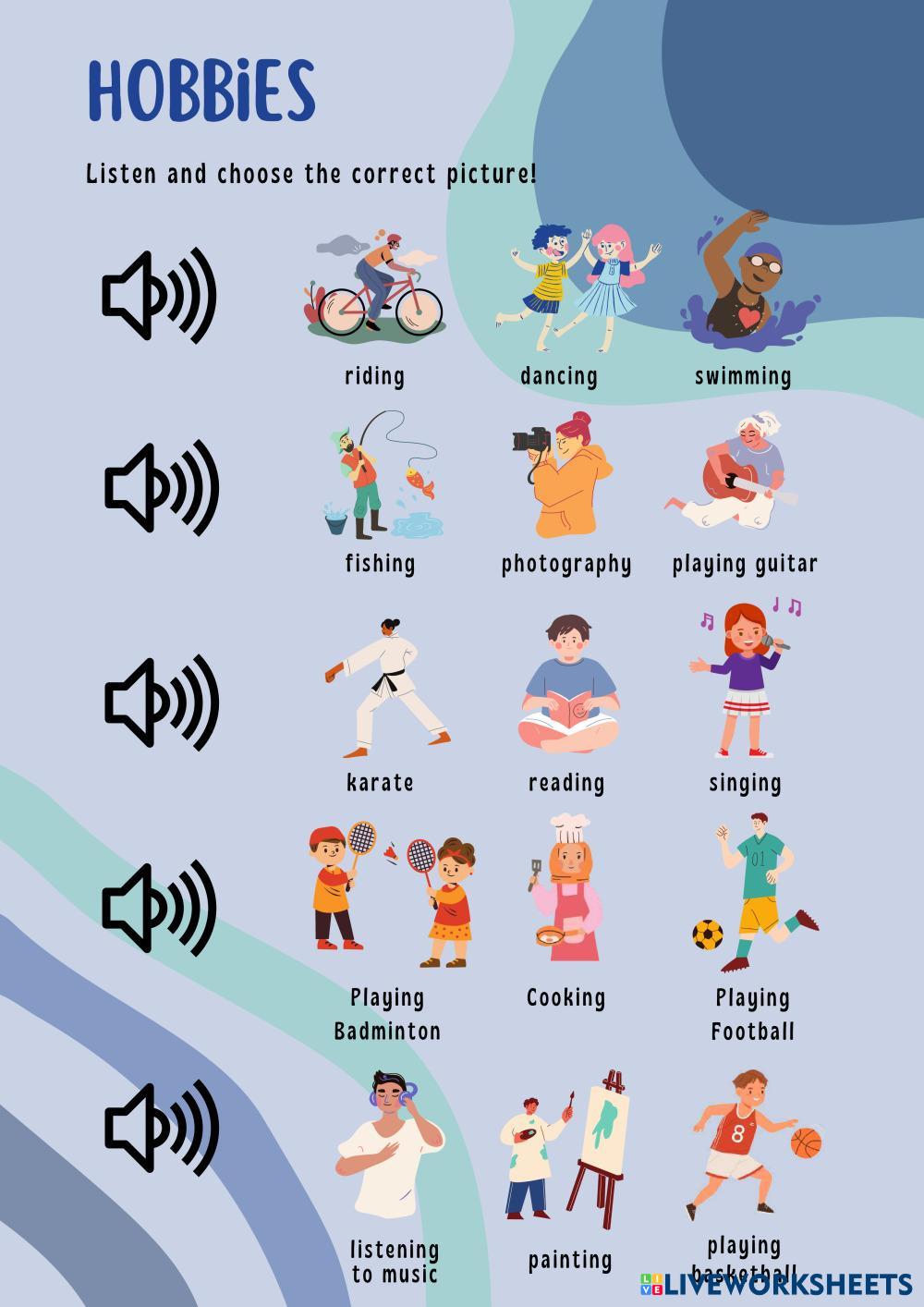 My Hobby | Free Interactive Worksheets | 7165193