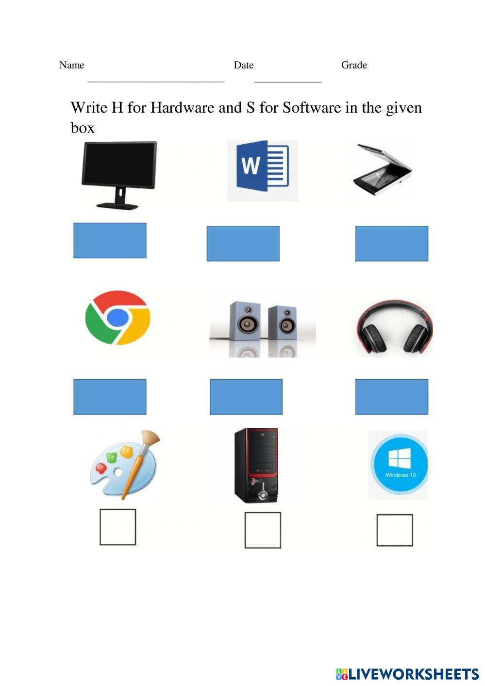 Hardware And Software Live Worksheets 
