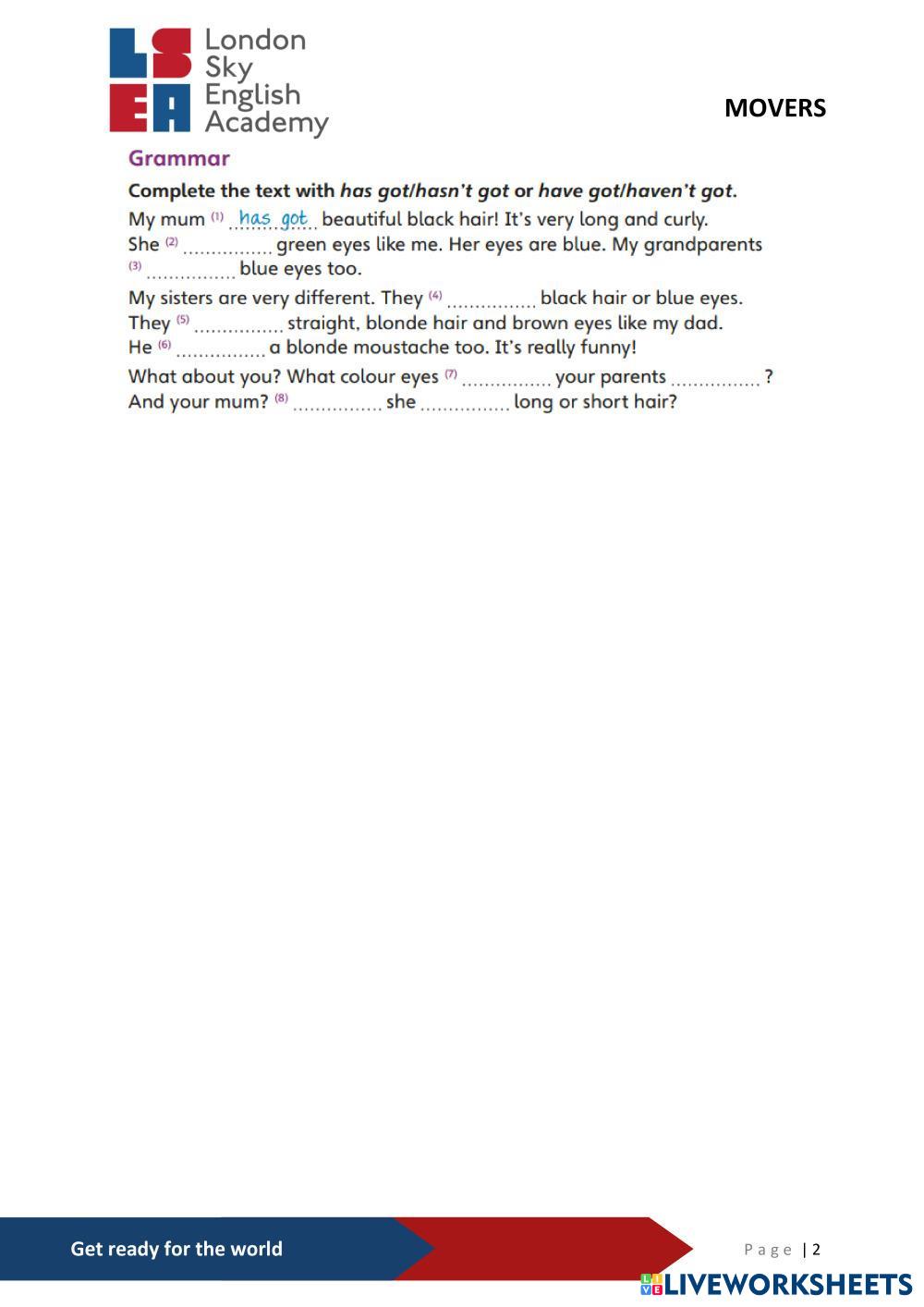 Fun for Movers … | Free Interactive Worksheets | 7167430