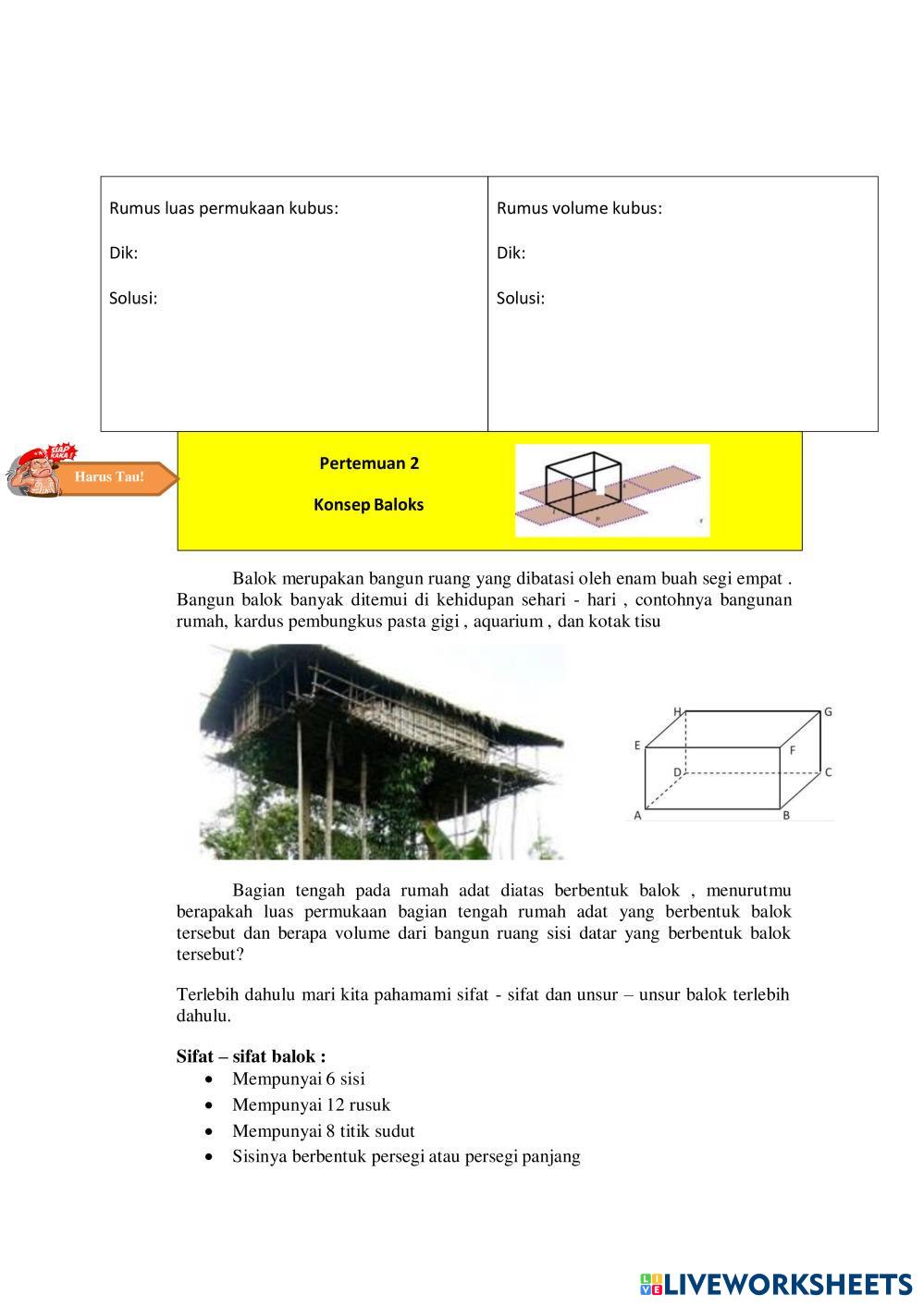 bangun ruang | Free Interactive Worksheets | 7167565