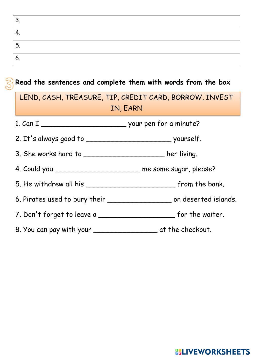 Revision - MONEY 7168155 | Belén Moran | Live Worksheets