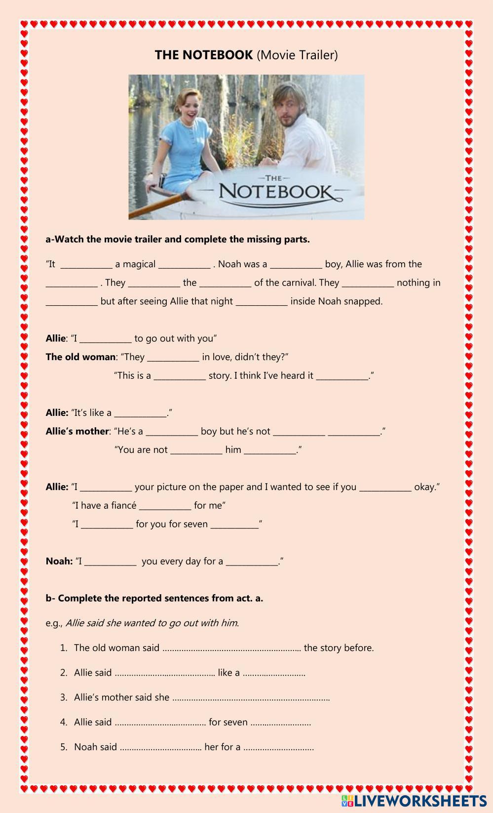 movie trailer | Free Interactive Worksheets | 7168439