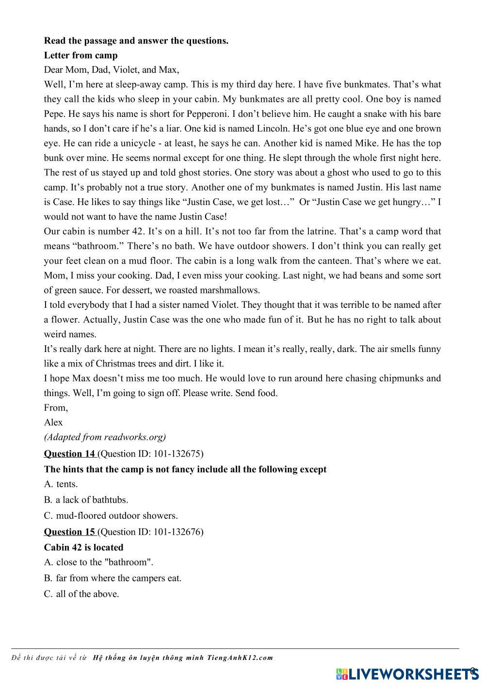 7168604 | READING & WRITING TEST 12 | LÊ THÙY LIÊN