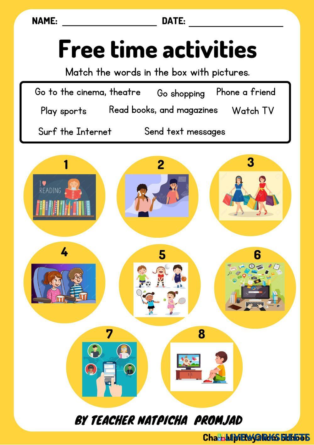 Free- time actives | Live Worksheets