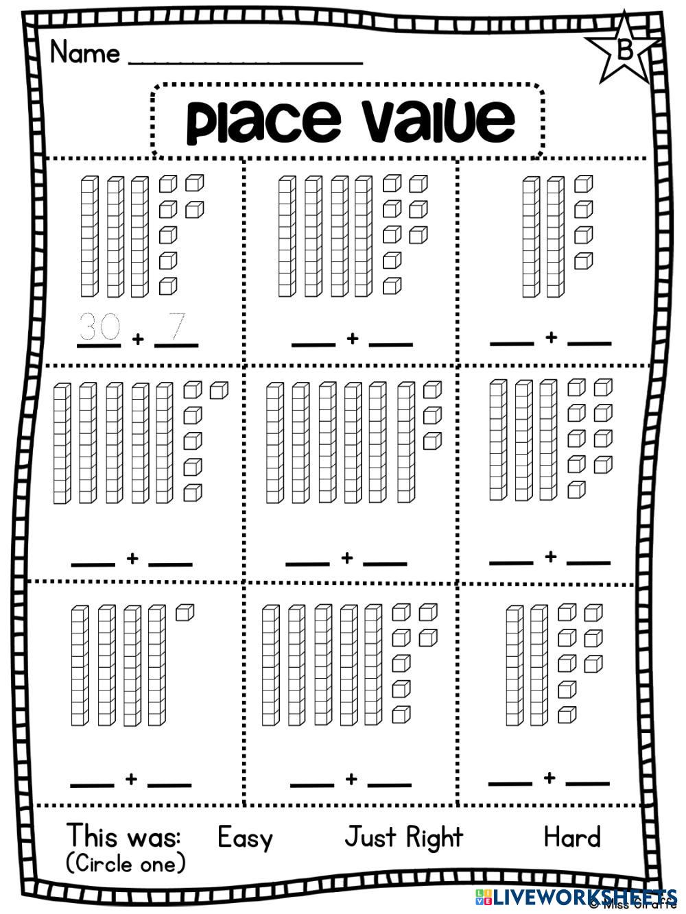 Place Value_Grade 1- set 2 | Live Worksheets
