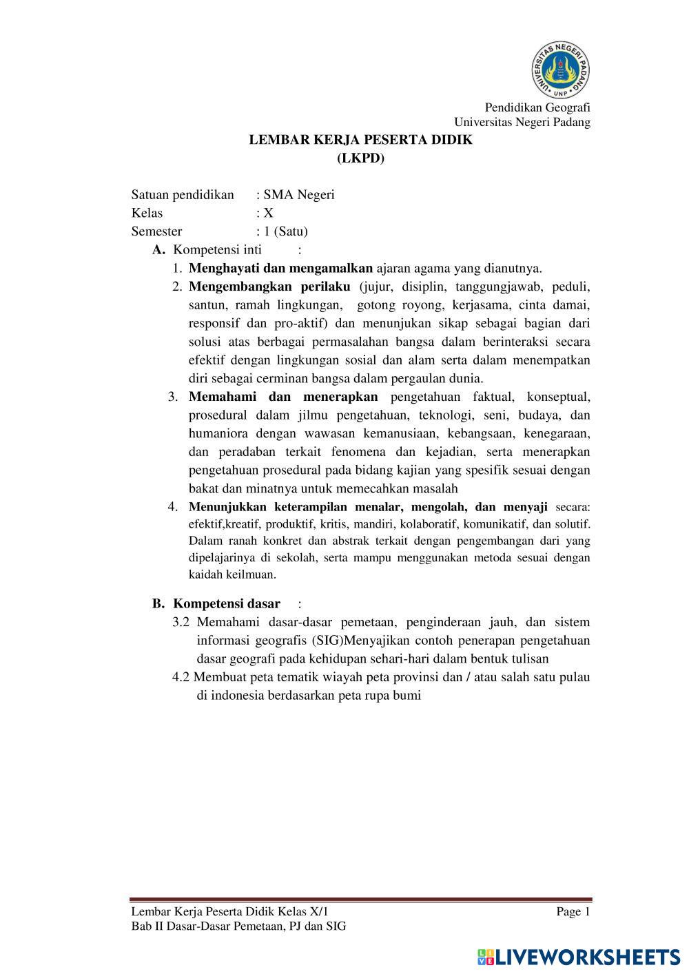 Lkpd contoh 1 | Live Worksheets