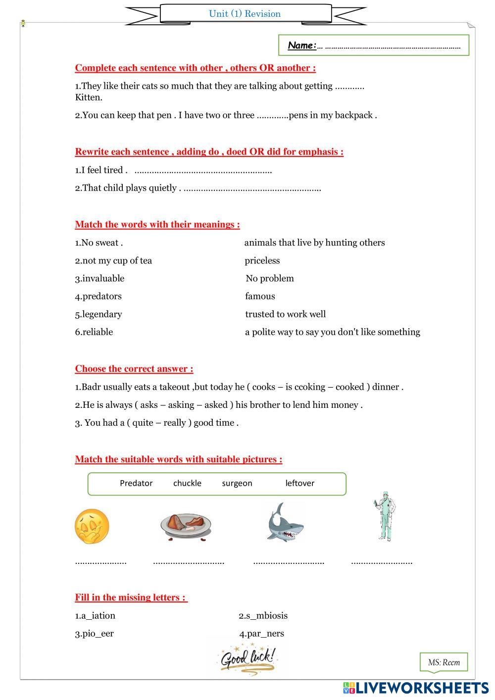 MEGA GOAL 3 UNI… | Free Interactive Worksheets | 7169647