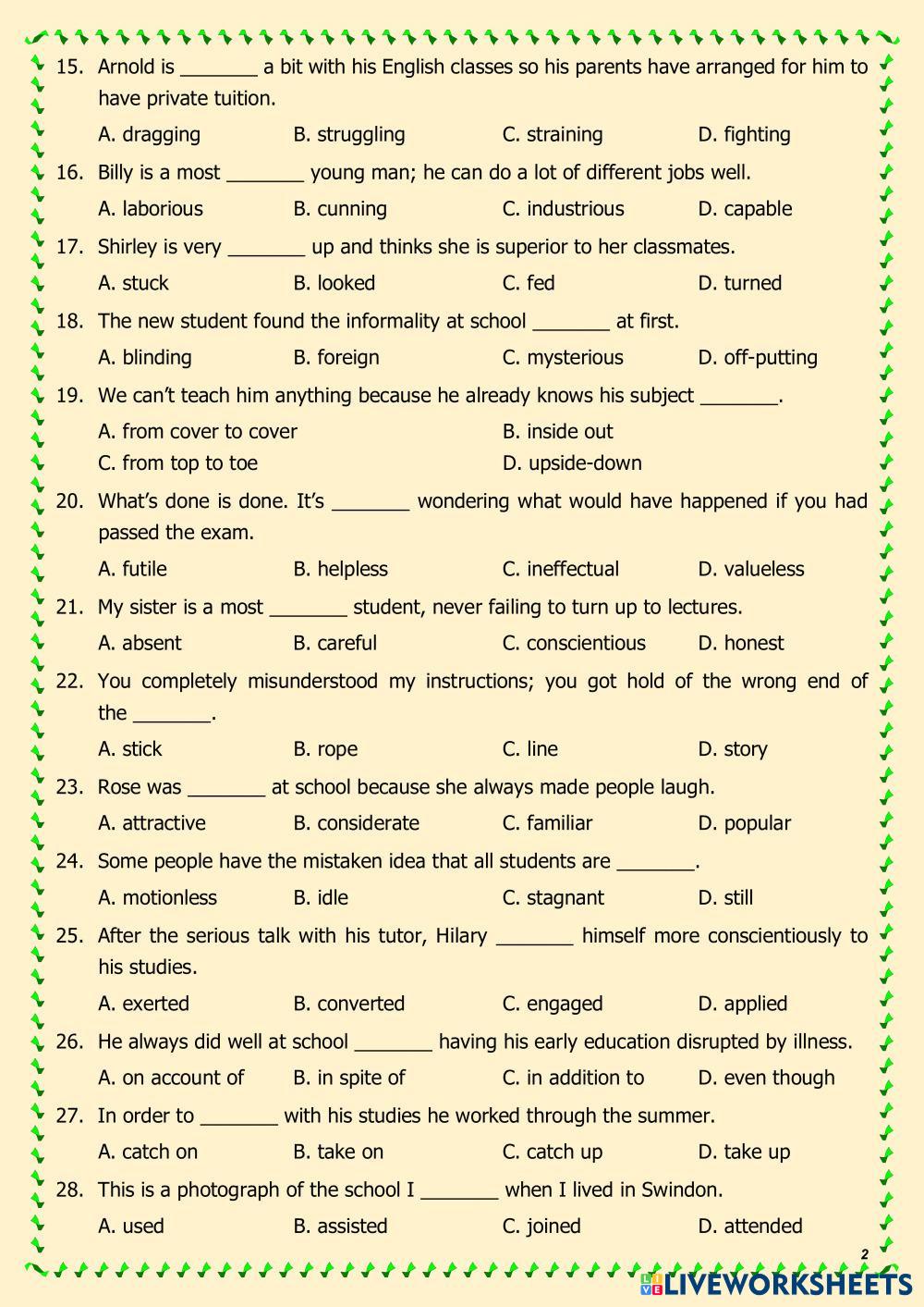Vocabulary_Education (Pupils - Students) 7-3 | Live Worksheets