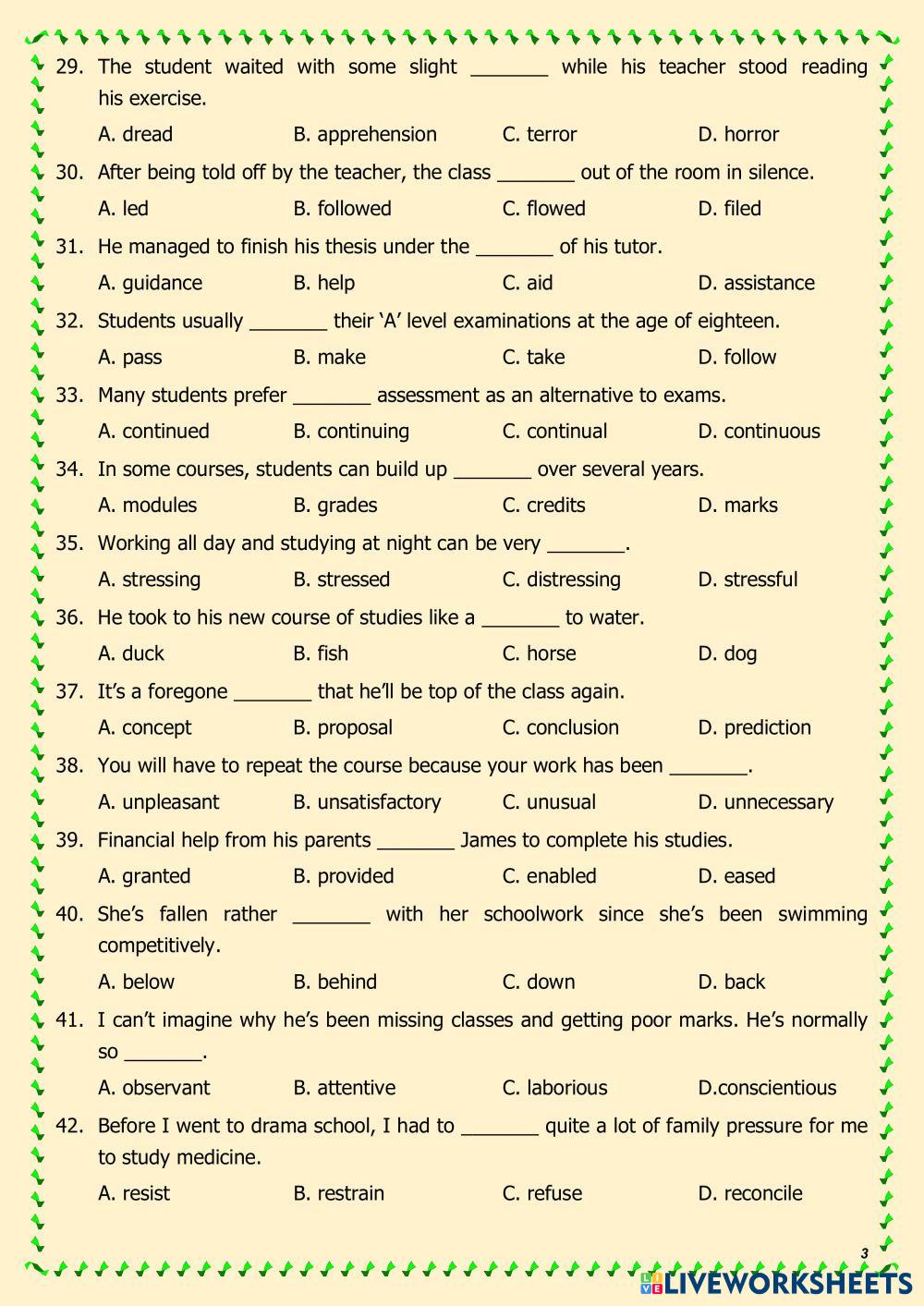 Vocabulary_Education (Pupils - Students) 7-3 | Live Worksheets