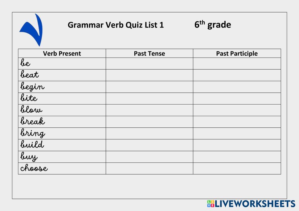 Past and Participle Quiz | Live Worksheets