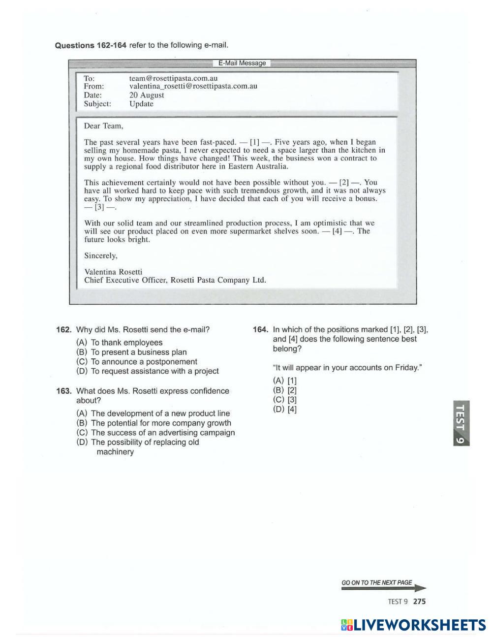 TOEIC - READING… | Free Interactive Worksheets | 7170526