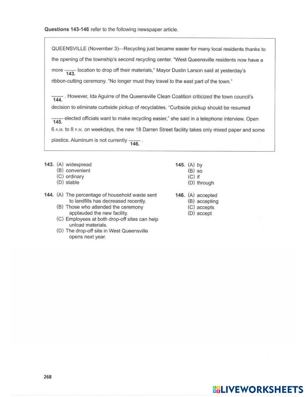 TOEIC - READING… | Free Interactive Worksheets | 7170526