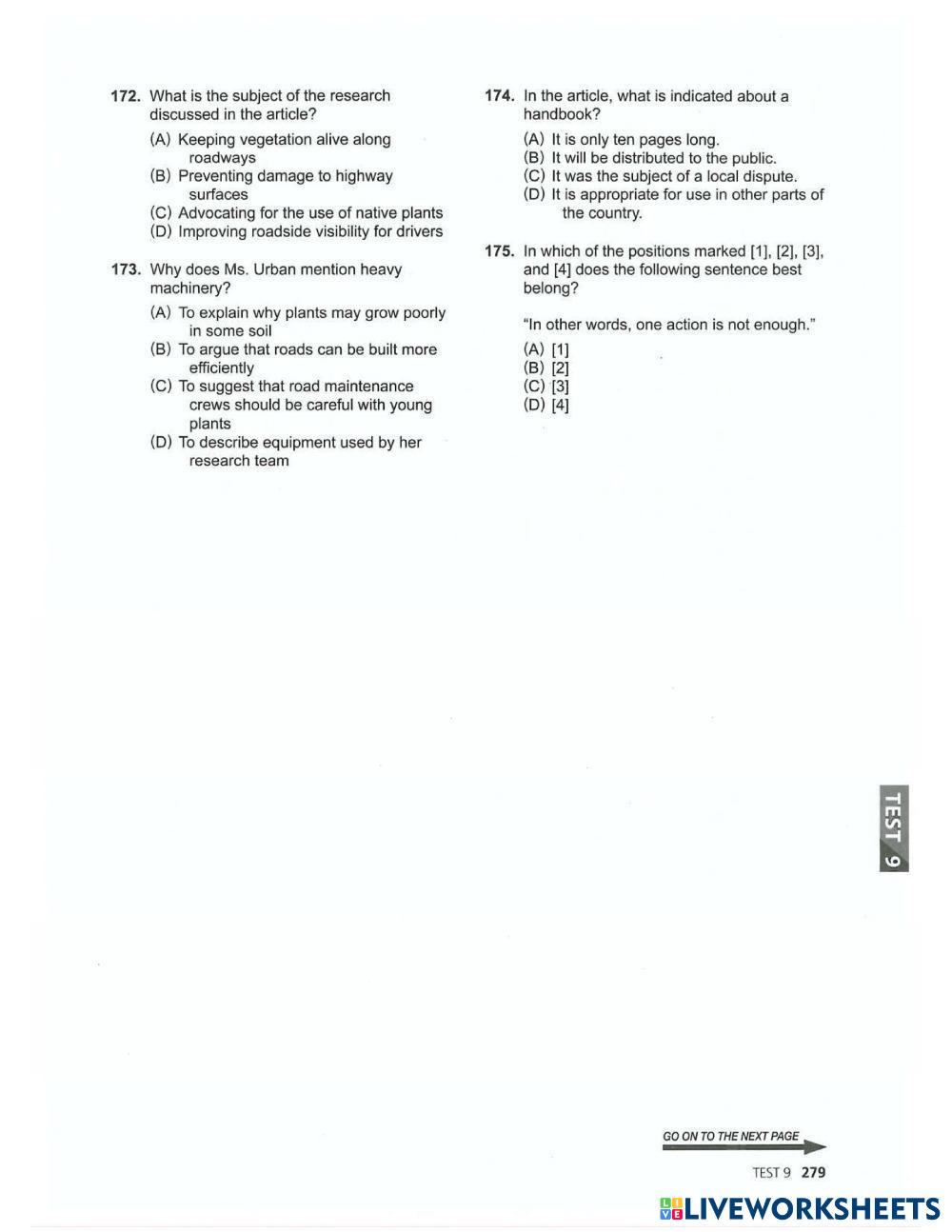 TOEIC - READING… | Free Interactive Worksheets | 7170545