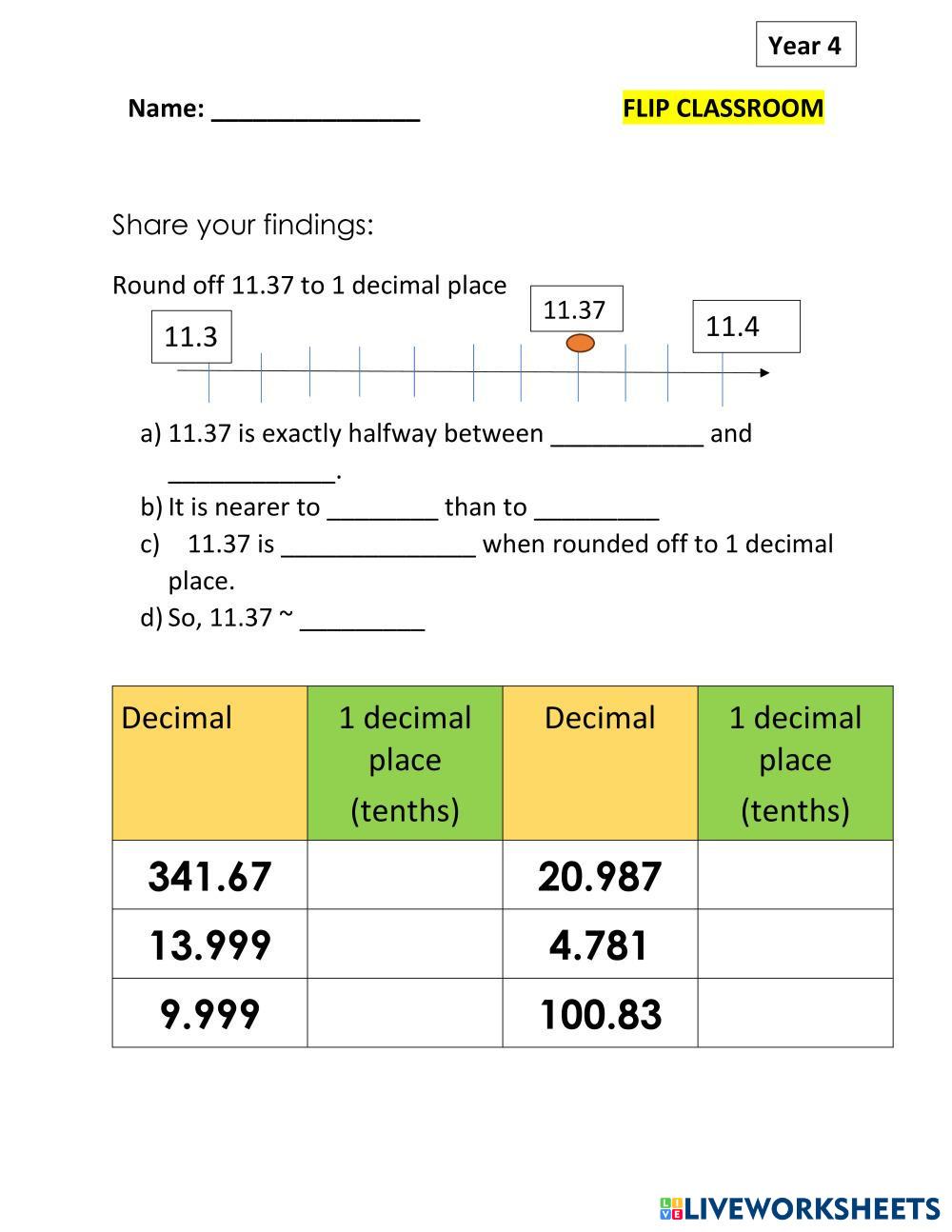 ROUNDING DECIMA… | Free Interactive Worksheets | 7170571