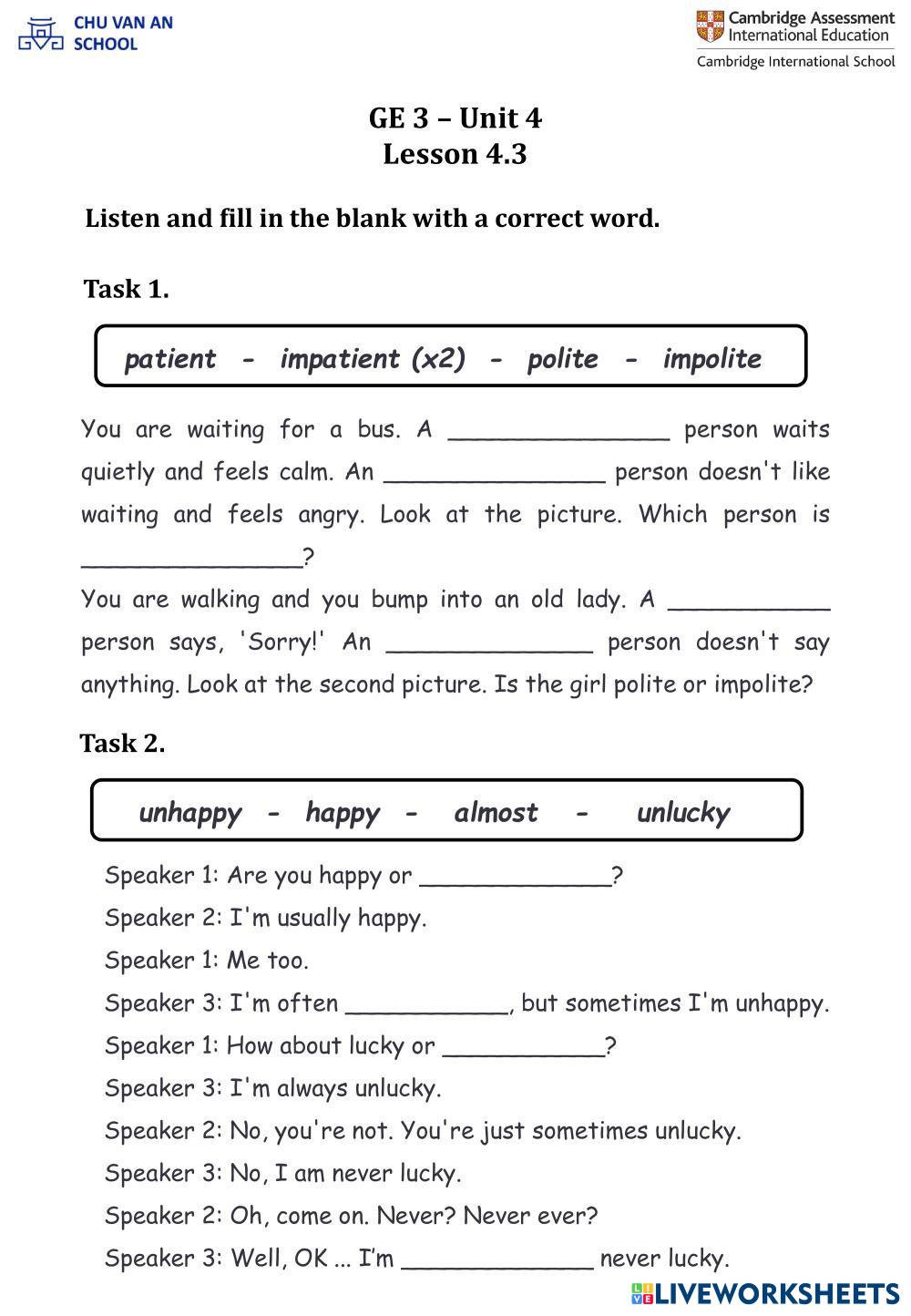 GE3 - Unit 4 - … | Free Interactive Worksheets | 7171857